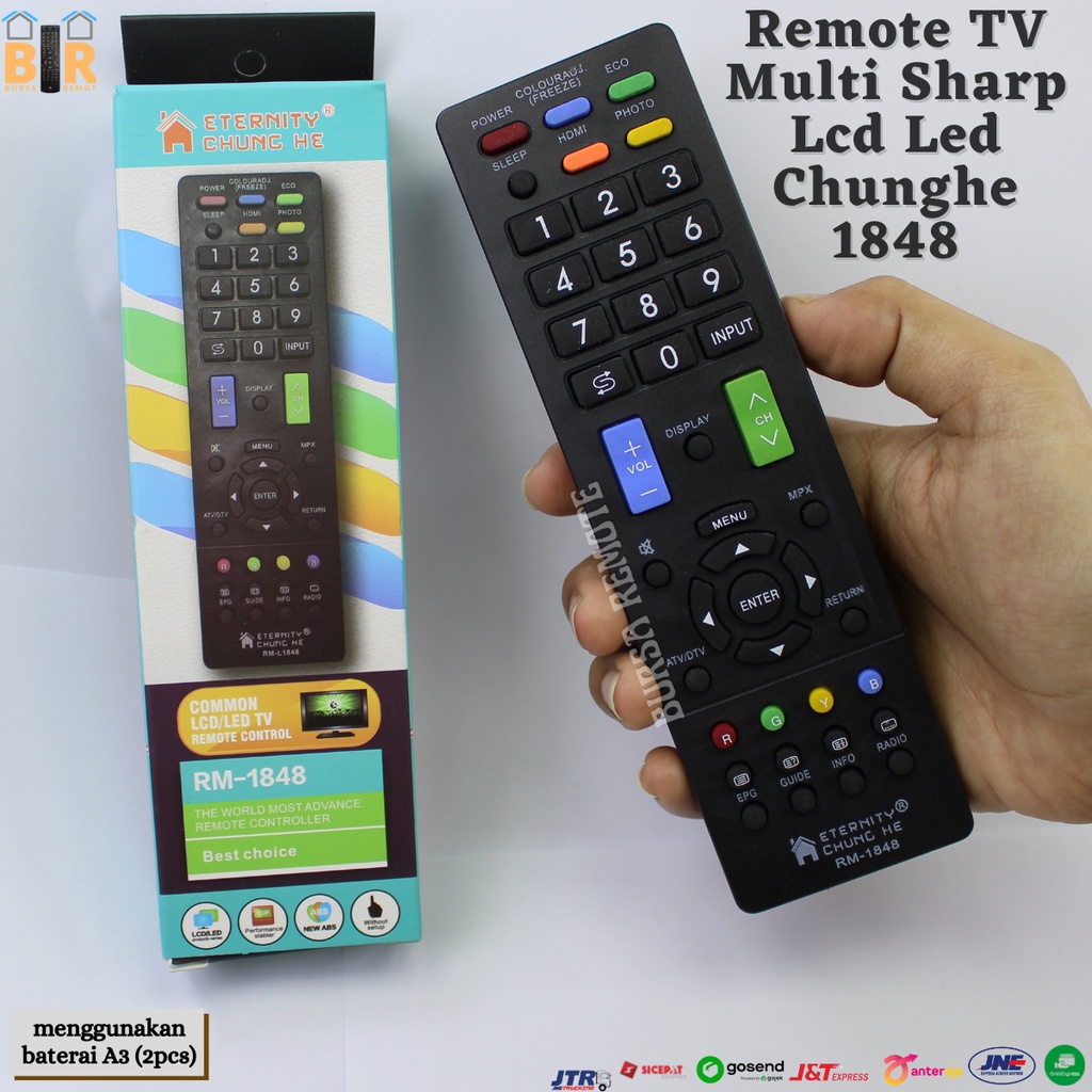 Jual Remot REMOTE MULTI TV TABUNG LCD LED SHARP Aquos TYPE RM-1848 ECERAN Dan GROSIR | Shopee ...