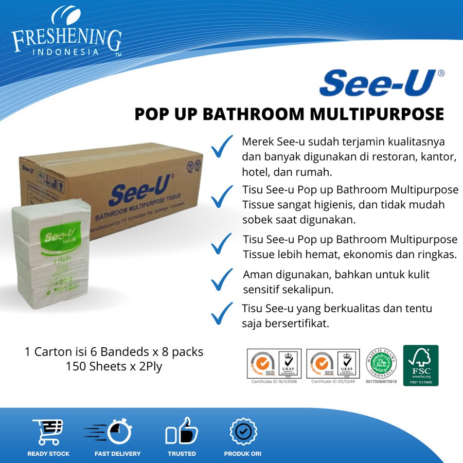 Jual Tissue Pop Up See-U BMT (1 Bundle isi 8 Pack, 1 Pack isi 150 ...