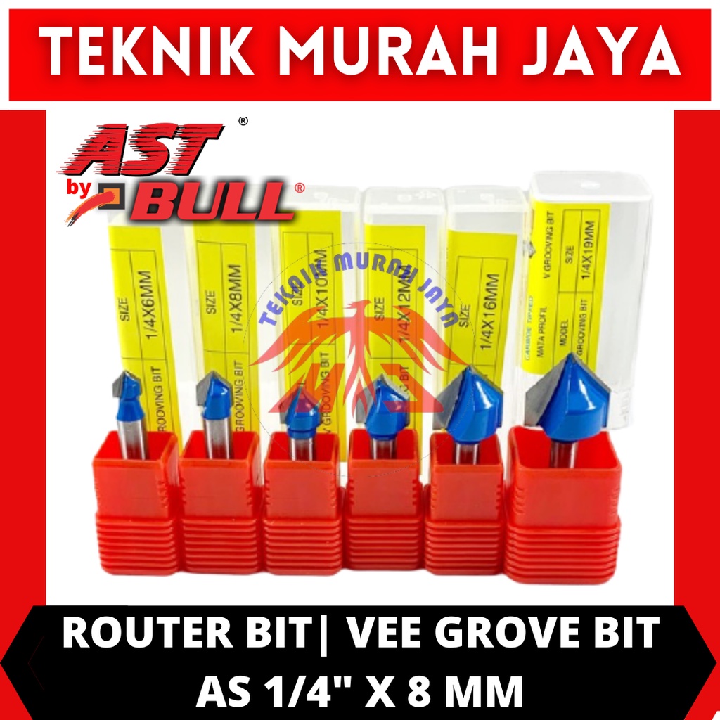Jual AST Mata Profil Vee Grove 8mm Mata Router V Grooving Bit 8 mm x ¼ ...