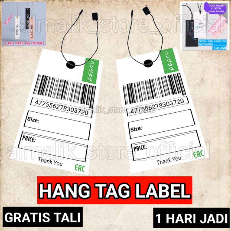 Jual ( 100 pcs ) HANG TAG LABEL BAJU PAKAIAN 4x7 cm LABEL BARCODE ...