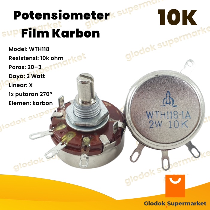 Jual Potensio Meter WTH118-1A 10K 2w WTH-118 2 Watt | Shopee Indonesia