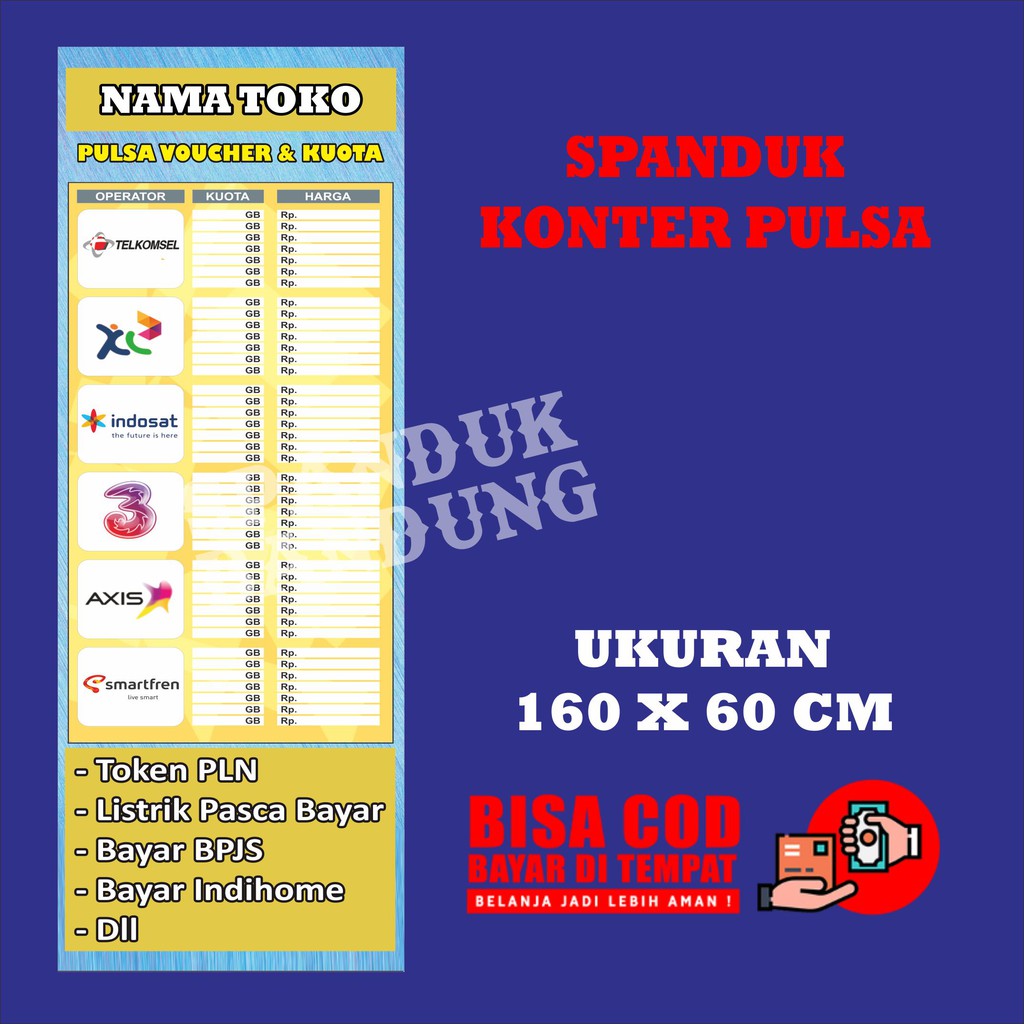 Jual X BANNER SPANDUK PULSA / Y BANNER KONTER PULSA UKURAN 60 X 160 CM | Shopee Indonesia