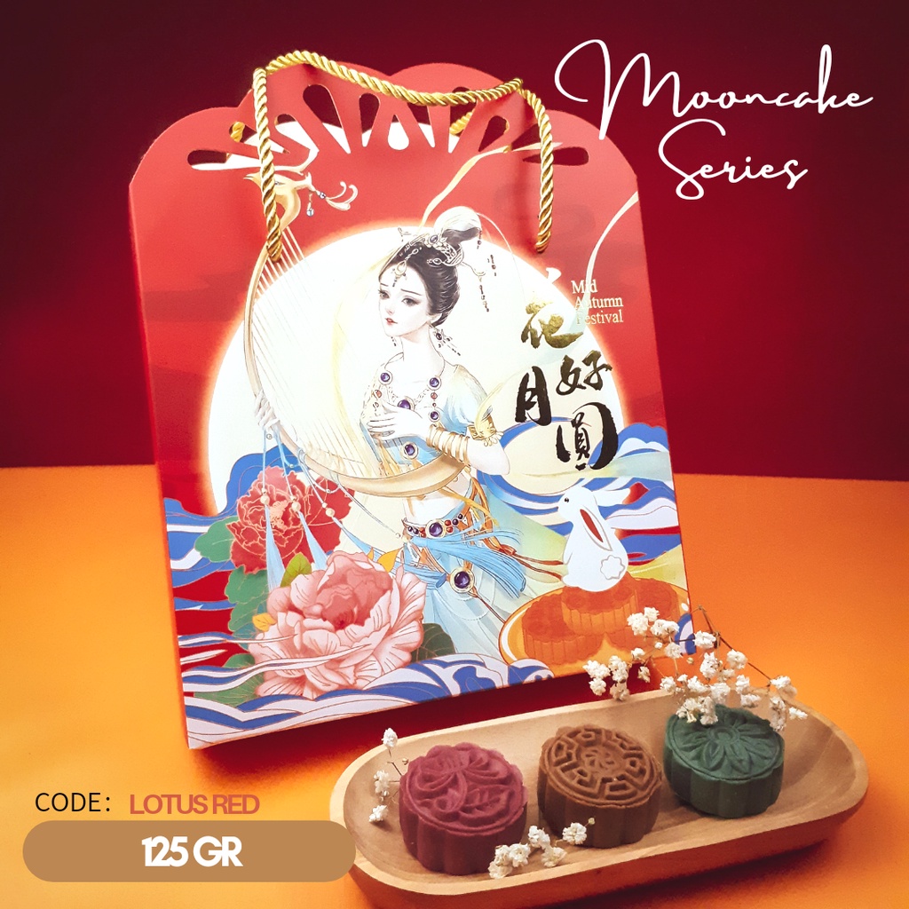 Jual Slide Box Mooncake Lotus Red / Dus Packaging Kue Bulan 125gr ...