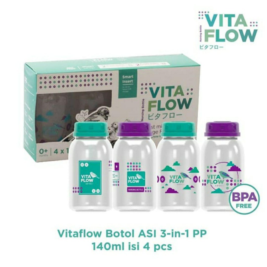 Jual Makassar! VitaFlow Breast Milk Storage Bottle 140 ml isi 4 pcs ...