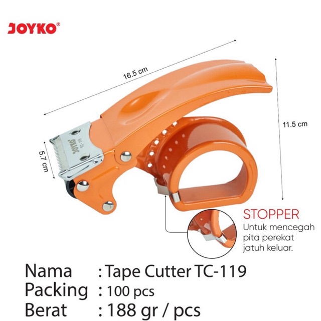 Jual JOYKO TC-119 Tape Cutter / Tape Dispenser Pemotong Lakban besi ...