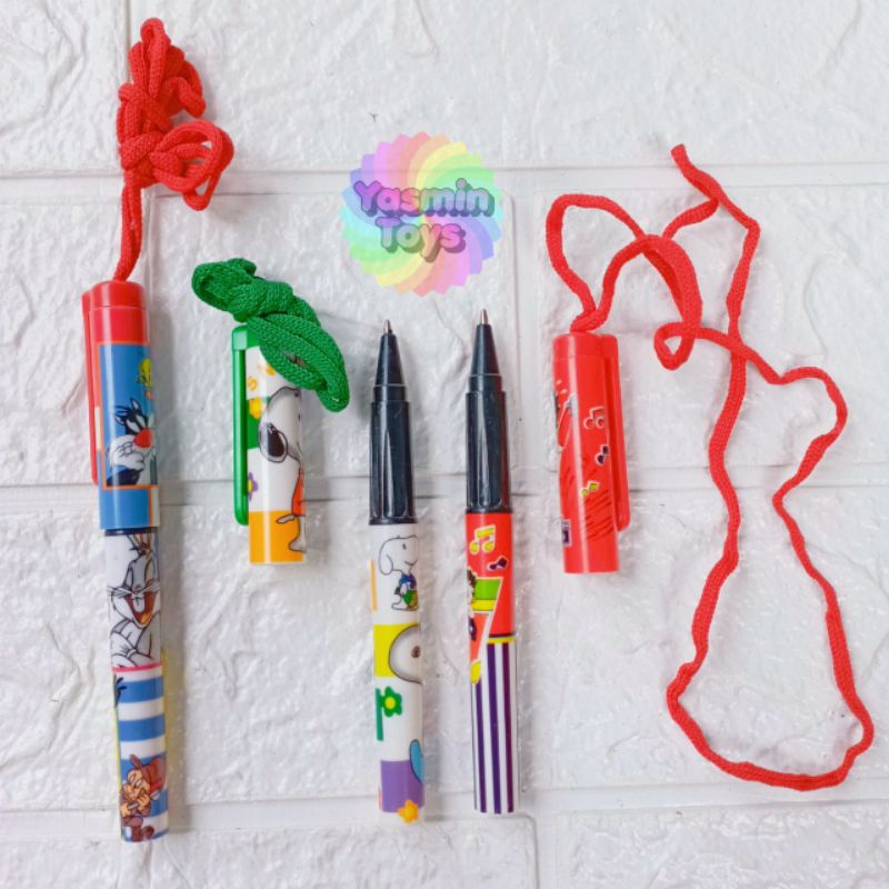 Jual Bulpen Karakter tali panjang /pulpen jadul murah | Shopee Indonesia