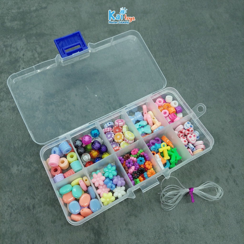 Jual Meronce Manik Kemasan Box 10 sekat free Tali / 3D Beaded DIY ...