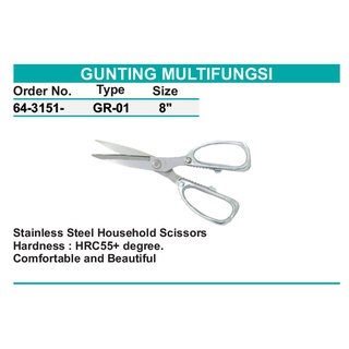 Jual GUNTING MULTIFUNGSI SIZE 8" Stainless Steel Tajam WIPRO GR-01 ...
