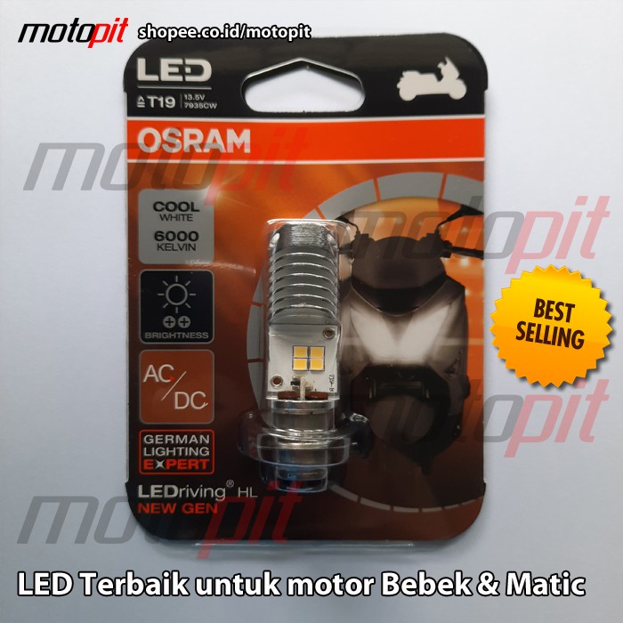 Jual OSRAM LED T19 M5 K1 lampu utama motor H6 PUTIH AC / DC - Plug n ...