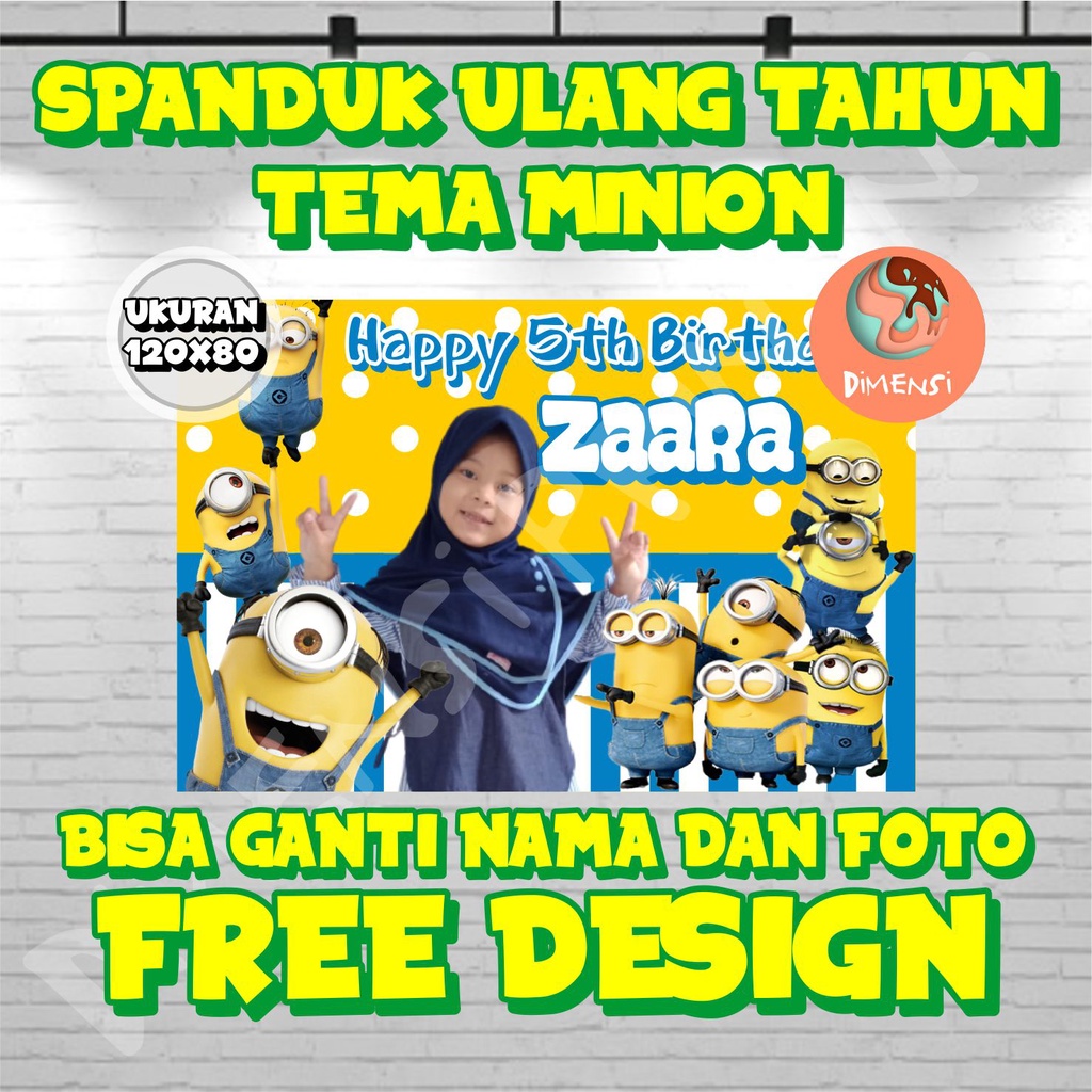 Jual BACKDROP SPANDUK ULANG TAHUN / ULTAH MURAH TEMA MINION | Shopee ...