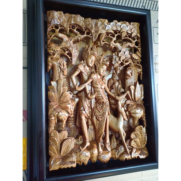 Jual Hiasan dinding kayu jati 004 - Ukiran relief Rama Sinta | Shopee ...