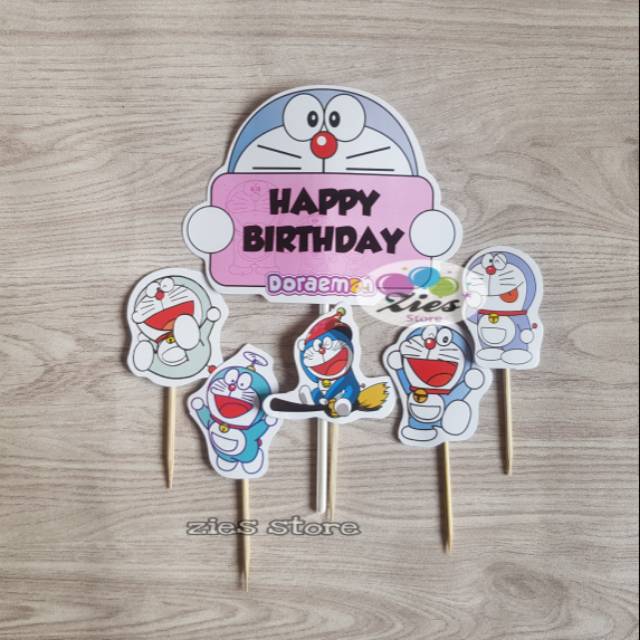 Jual Cake topper happy birthday / cake topper doraemon / hiasan kue ...