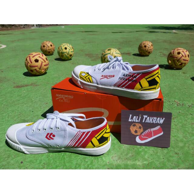 Jual SEPATU NANYANG MOTIF 205-S (PUTIH MERAH) | Shopee Indonesia