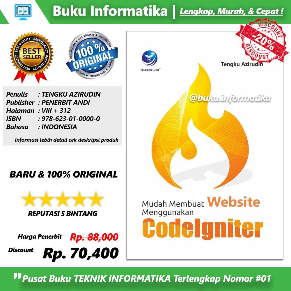 Jual BUKU MUDAH MEMBUAT WEBSITE MENGGUNAKAN CODEIGNITER | Shopee Indonesia