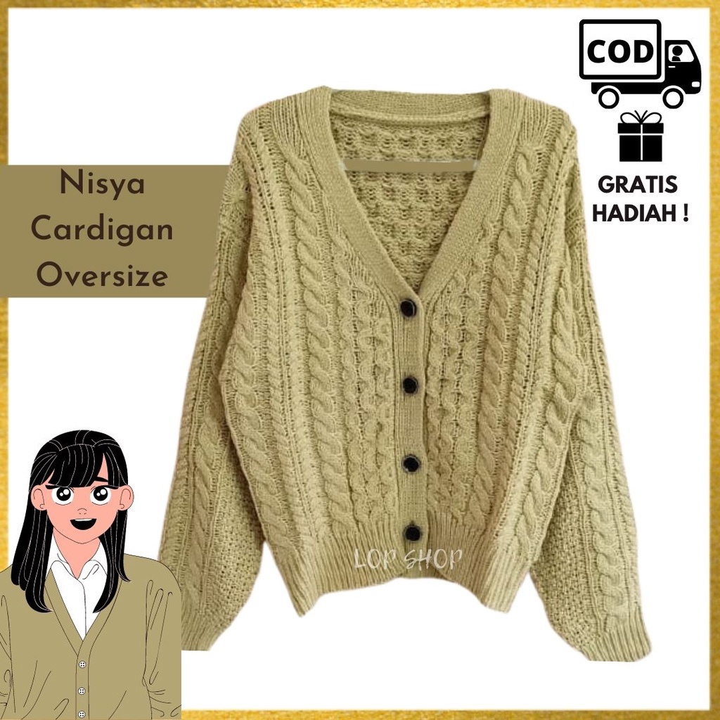 Jual CARDIGAN RAJUT WANITA JUMBO NISYA OUTER CARDI OVERSIZE FASHION CEWEK KOREAN STYLE PREMIUM ...