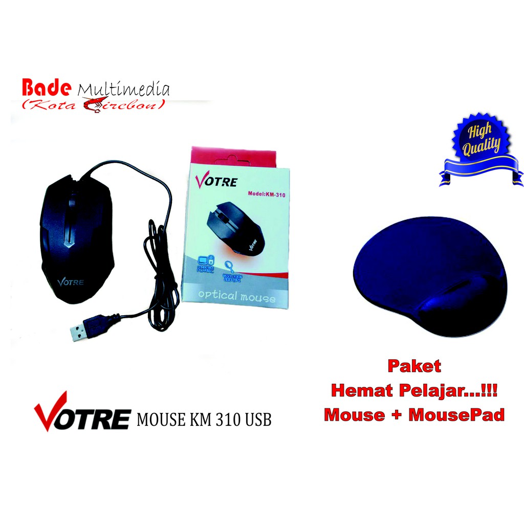 Jual Paket Mouse Votre KM310 + Mousepad Bantal Original | Shopee Indonesia