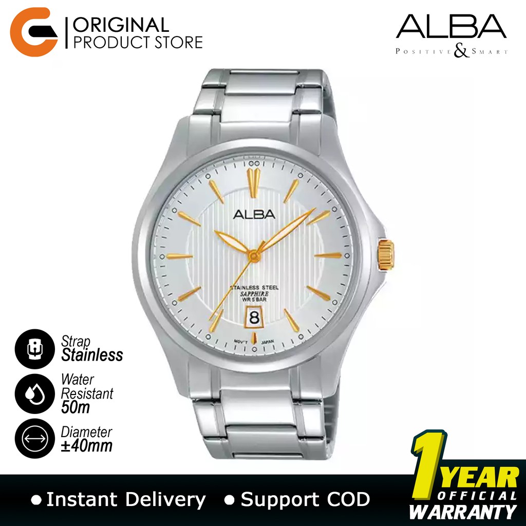 Jual 7.7 ALBA Jam Tangan Pria AS9955 Analog Quartz Tali Rantai ...