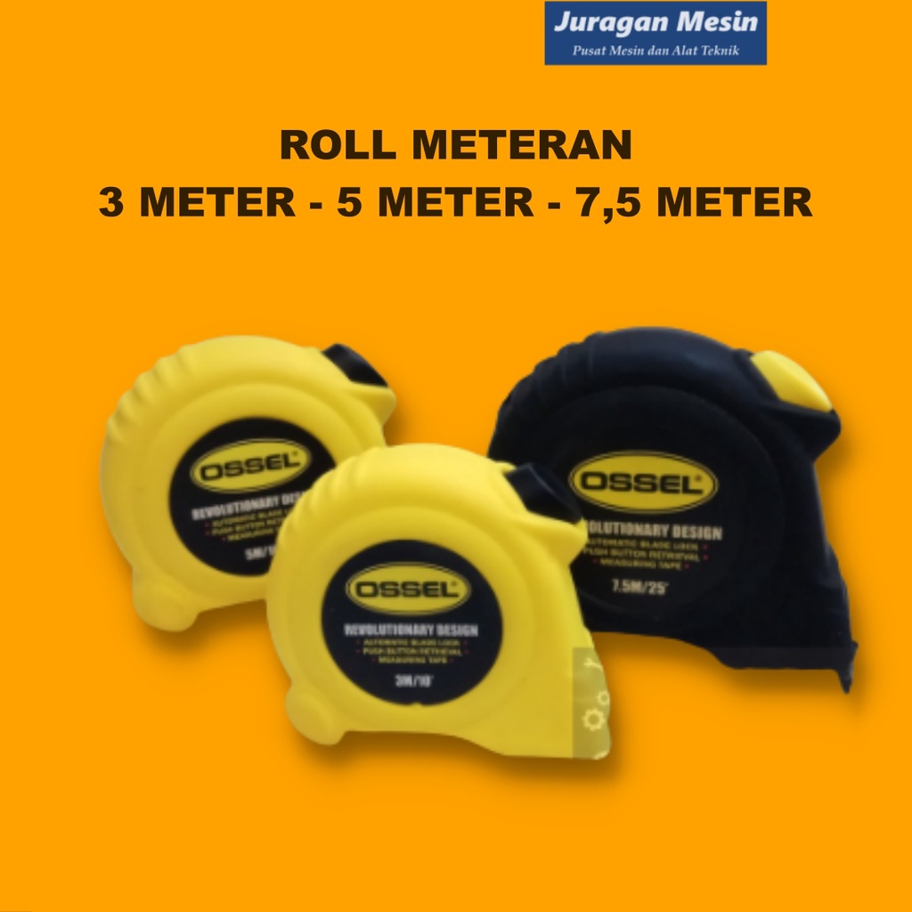 Jual BEST SELLER Meteran Roll Meter Pertukangan Meteran Ossel | Shopee ...
