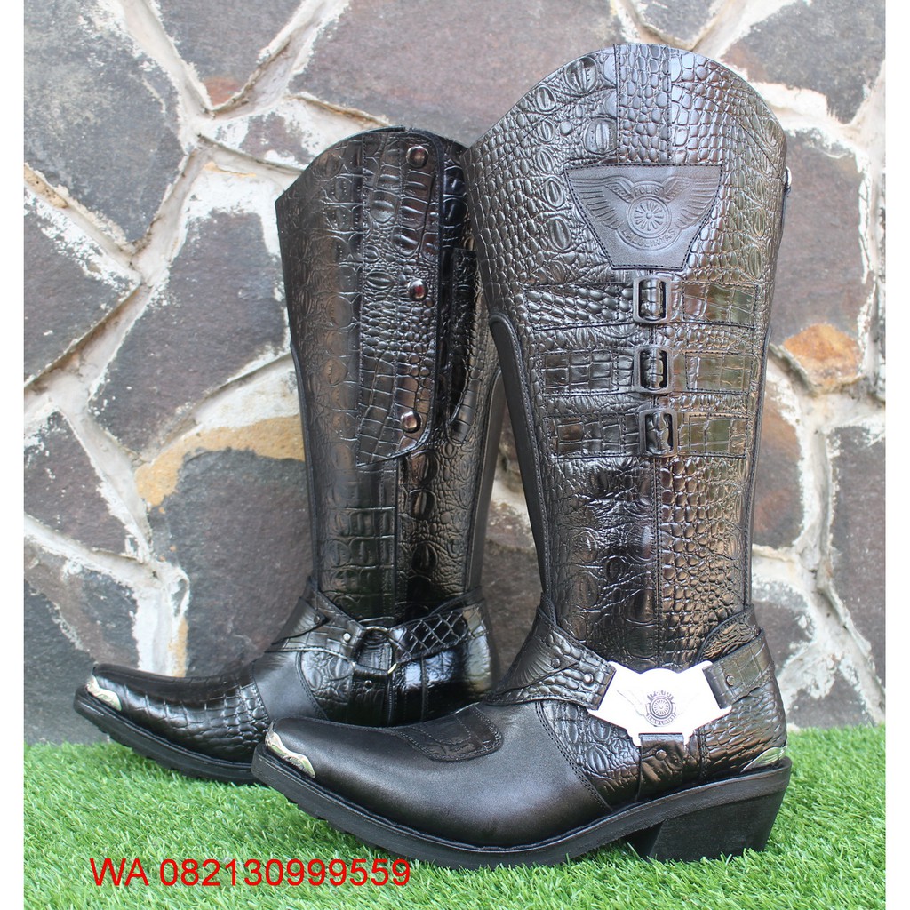 Jual Sepatu Patwal - Sepatu tunggang - Sepatu Polantas Kulit buaya | Shopee Indonesia