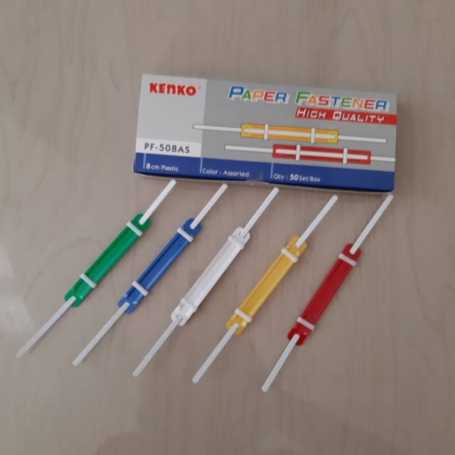Jual isi 50 Paper fastener penjepit kertas bolong lubang warna warni ...