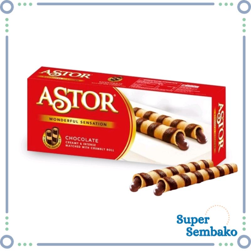 Jual SNACK WAFER ROLL STICK ASTOR DOUBLE CHOCOLATE COKELAT 150g ...
