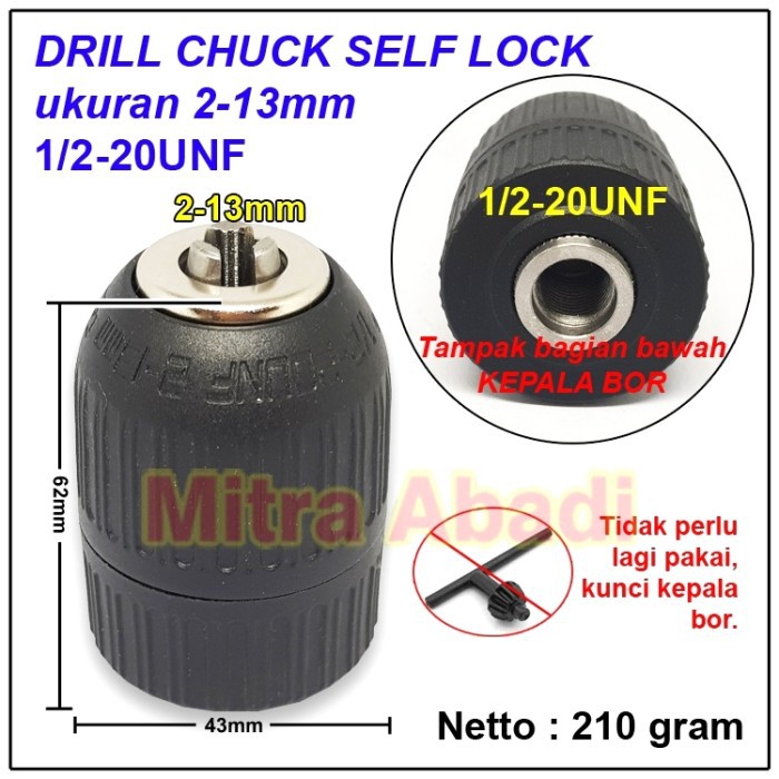 Jual Kepala Bor Self Lock / Drill Chuck Self Lock 2 - 13 mm | Shopee ...