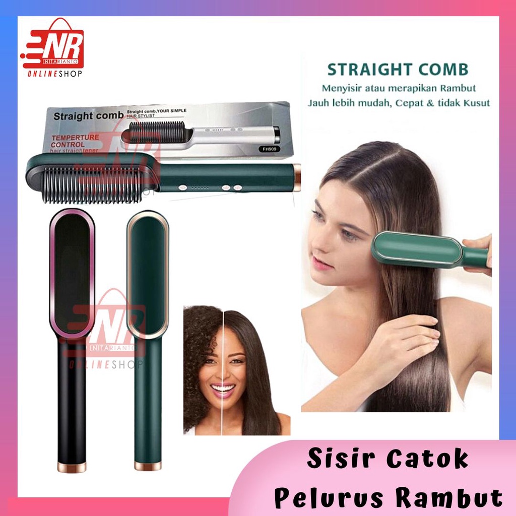 Jual Sisir Catok Pelurus Rambut 2in1 Combo Fh-909 / Catok Sisir Viral ...