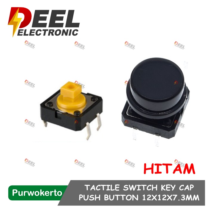 Jual TACTILE SWITCH KEY CAP BLACK PUSH BUTTON 12X12X7.3MM SWITCH 12X12 ...