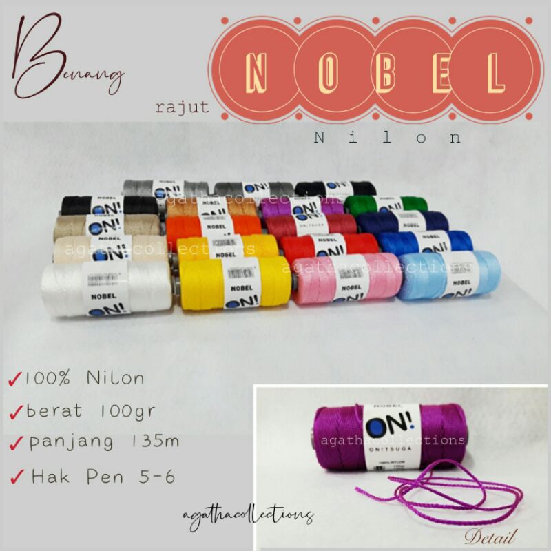 Jual Benang Rajut / Rajut Nilon/ Benang merajut/ Benang Nobel per rol ...