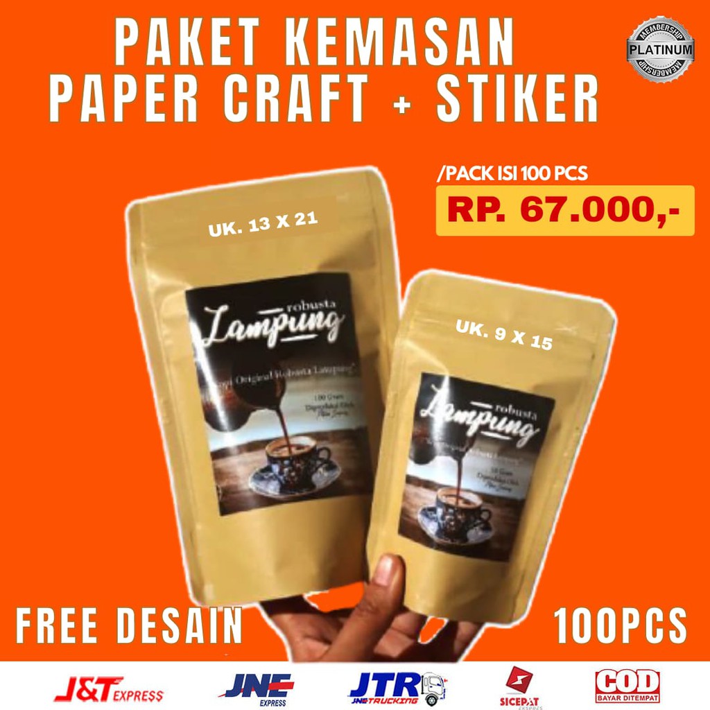 Jual Paket Kemasan Paper craft 9x15 + Stiker 100pcs | Shopee Indonesia