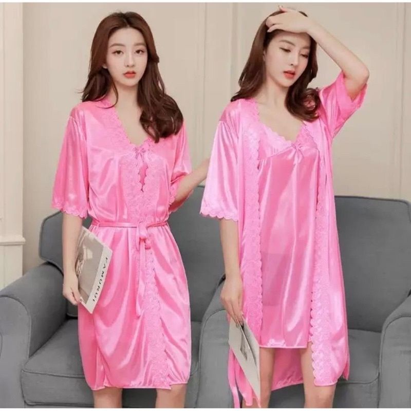 Jual Baju Tidur Lingerie Tricot Sexi Kimono Satin Import Xxl Shopee