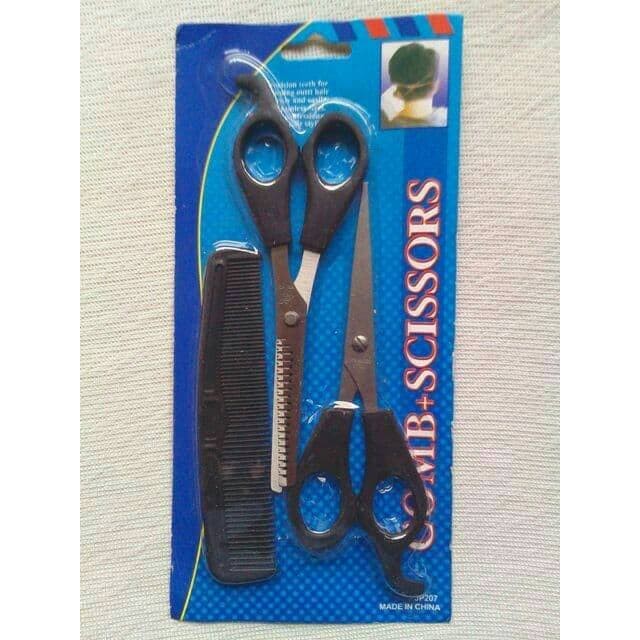 Jual Gunting Rambut Set 3pcs gunting sisir silet dan gunting sasak ...