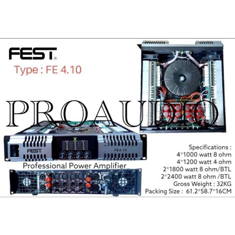 Jual Power amplifier Fest FE 4.10 4x1000 Wat 8 ohm | Shopee Indonesia
