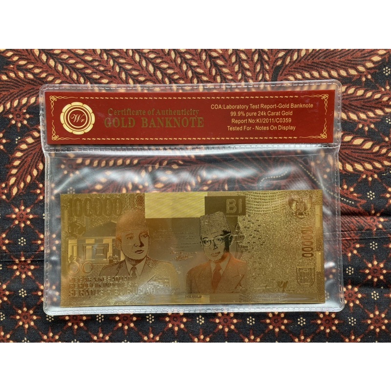 Jual SOUVENIR GOLD BANKNOTE - Rp. 100.000 SOEKARNO HATTA | Shopee Indonesia