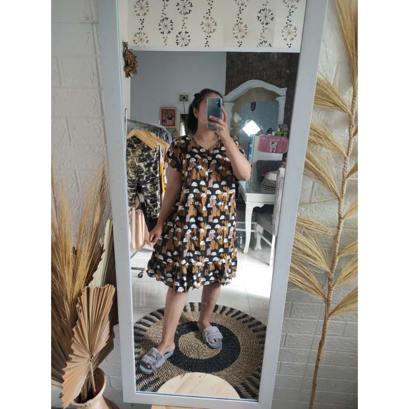 Jual Home Dress Daster Ruffle Viral busui jumbo Ld 120cm | Shopee Indonesia