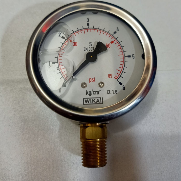 Jual pressure gauge / manometer Wika range 6 bar 2,5 inch Drat 1/4" brass | Shopee Indonesia