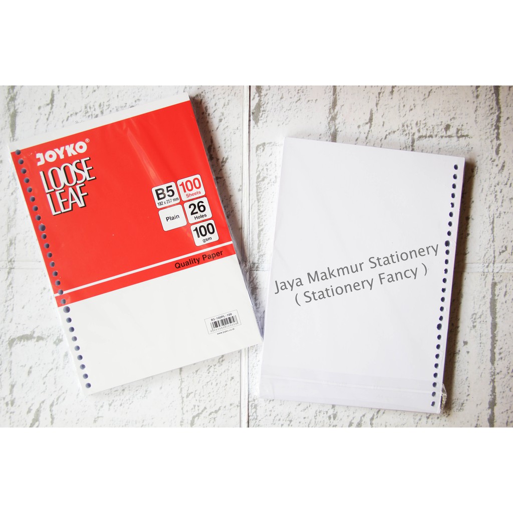 Jual Kertas File Loose Leaf Joyko Polos B5-100PL Plain Polos 100 Lembar | Shopee Indonesia