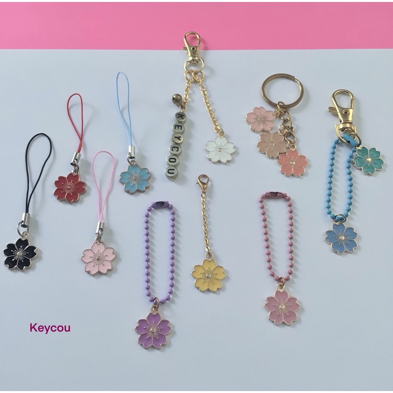 Jual Colorful Cherry Blossom Bunga Sakura Keychain | Shopee Indonesia