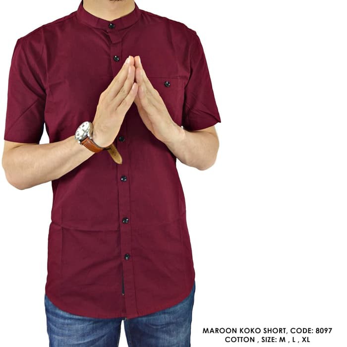 Jual BAJU KEMEJA KOKO MERAH POLOS COWOK PRIA - sesuai di foto- M akk124 ...