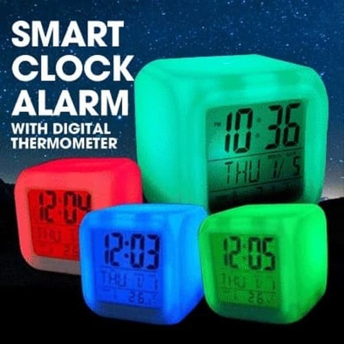Jual Jam Alarm Moody Kotak Jam Meja Digital Lampu Led Jam Kubus 7 Warna ...