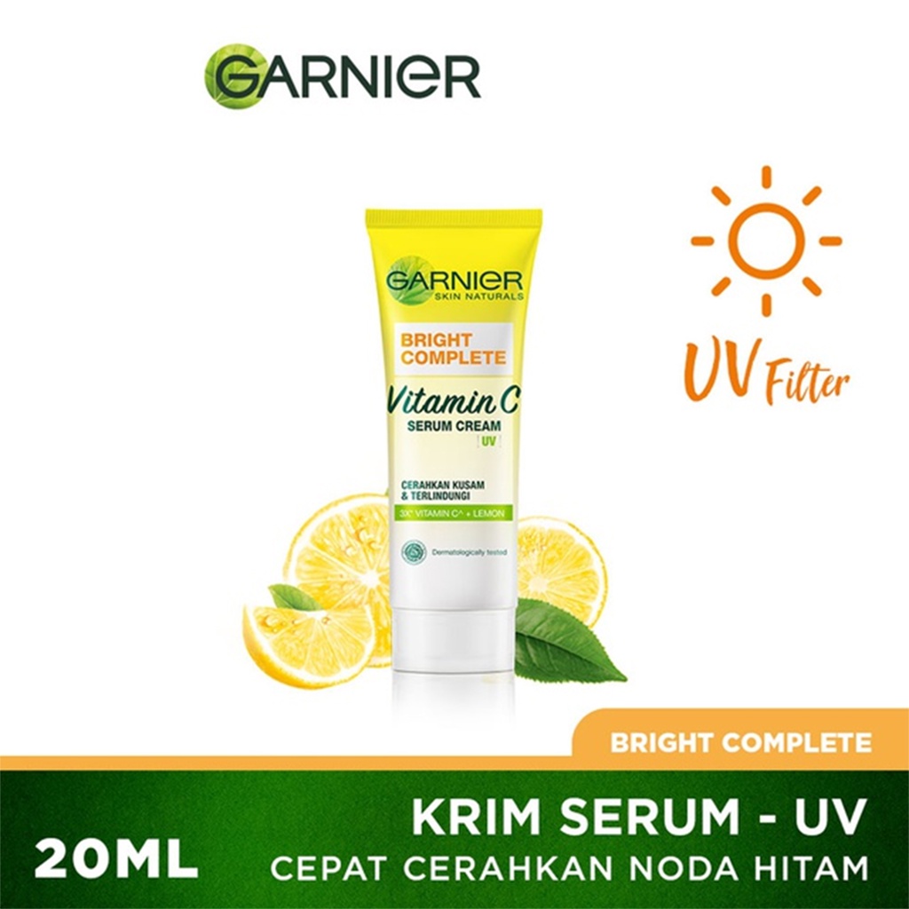 Jual GARNIER Bright Complete Vitamin C Serum Cream UV 20ml | UVA/UVB | Day | Light | Shopee ...