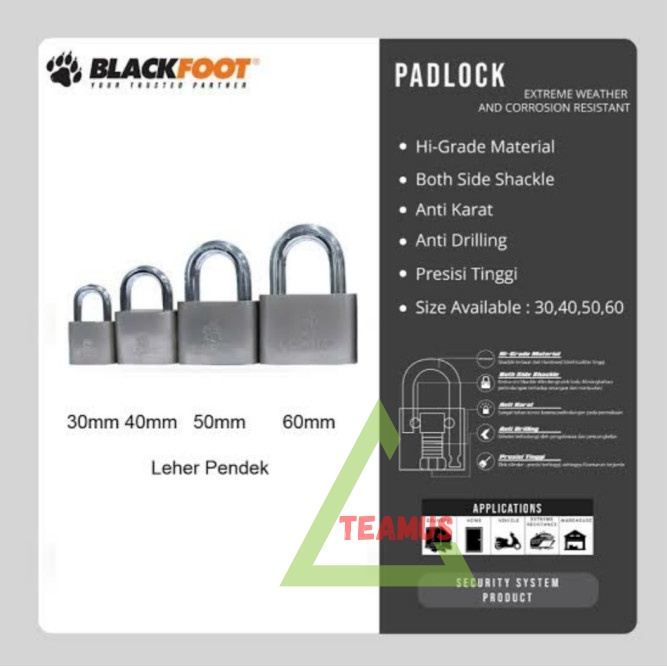 Jual Gembok Nikel Leher Pendek BLACKFOOT Varian 50mm - 60mm | Shopee ...
