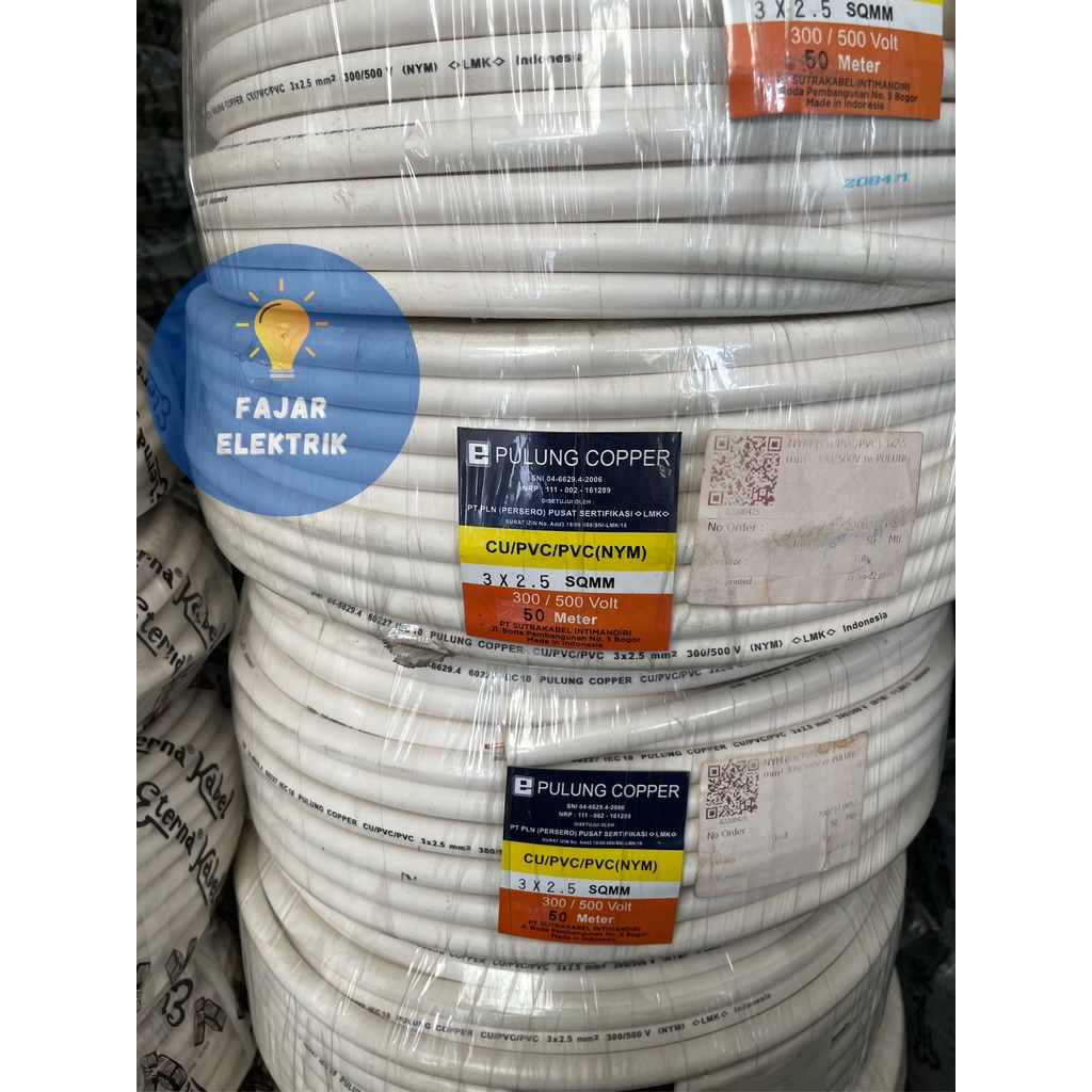 Jual KABEL LISTRIK NYM 3X2,5 PULUNG 1 ROLL/ 50 METER | Shopee Indonesia