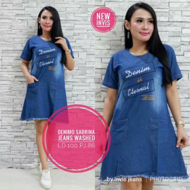 Jual DENIMO SABRINA DRESS MATT JEANS WASH | Shopee Indonesia