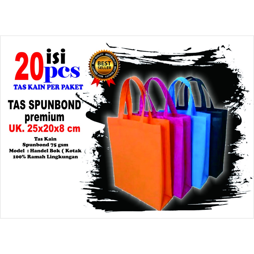 Jual 20pcs GOODIE BAG PREMIUM 75 gsm tebel 20x30x9 TAS SPUNBOND TAS ...