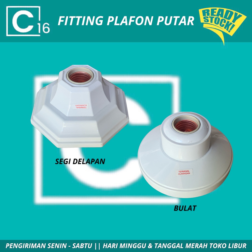 Jual Fitting Plafon Putar Dudukan Lampu Model Bulat dan Segi Delapan ...