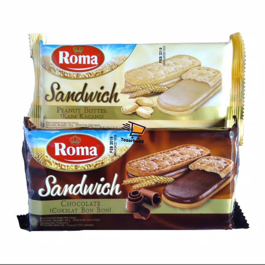 Jual Roma Sandwich Cokelat / Peanut Butter Krim kacang | Shopee Indonesia