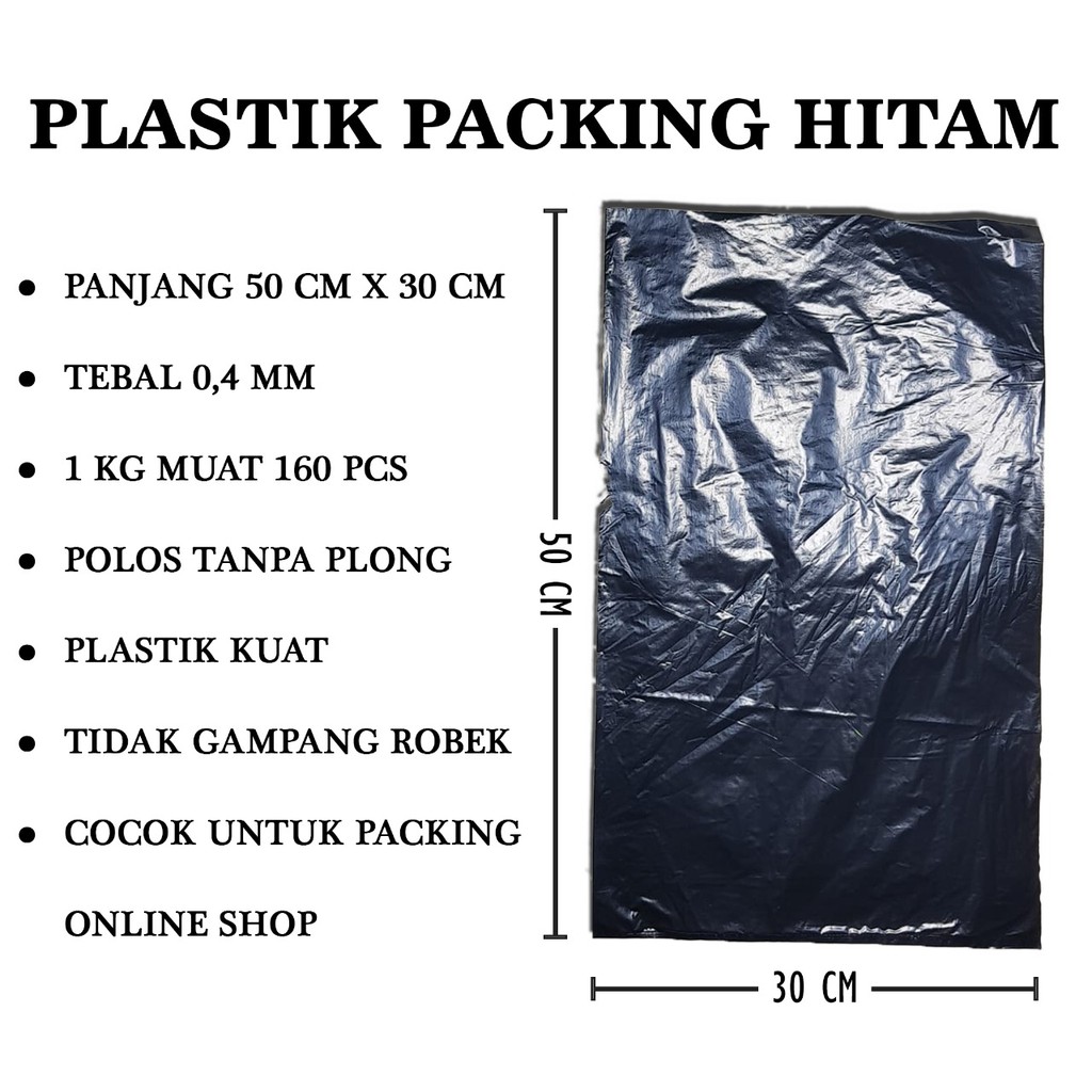 Jual PLASTIK PACKING SHOP , PLASTIK PACKING WARNA HITAM UK 50 X 30 CM ...