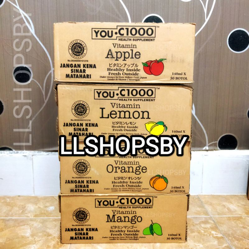 Jual you c 1000 orange lemon apel mango kaca 1 dus 1 karton isi 30 | Shopee Indonesia