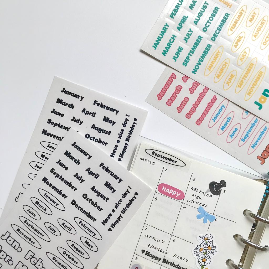Jual TRANSPARANT Stiker bulan/monthly sticker/ stiker jurnal/ planner ...